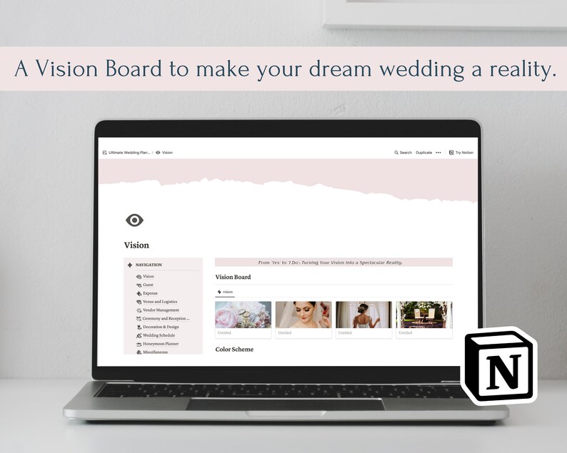 Wedding Planner Notion Template Notion Wedding Timeline - Etsy