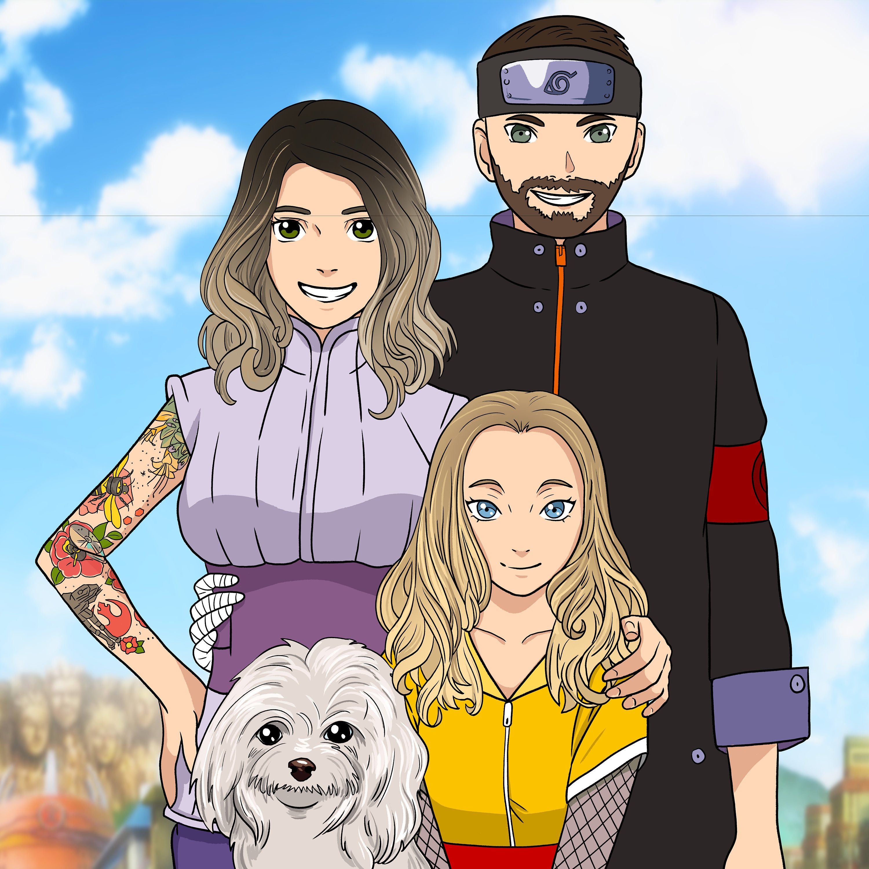 Anime Family Portrait Of 4