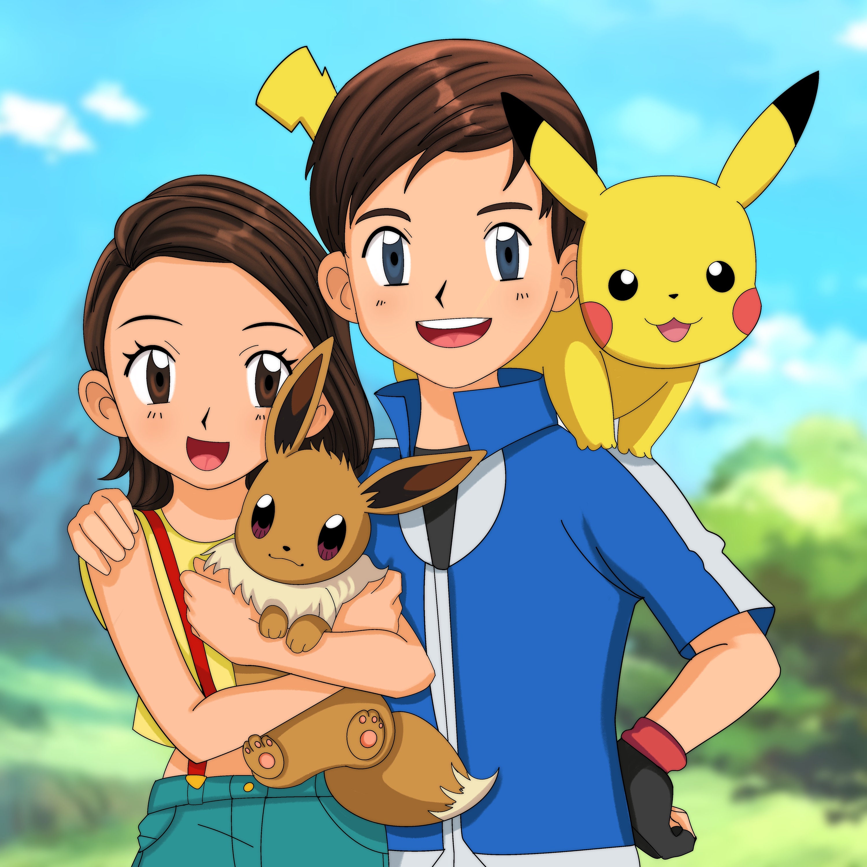 Custom Pokemon Portrait Couple Pokemon Cartoon Portrait - Etsy
