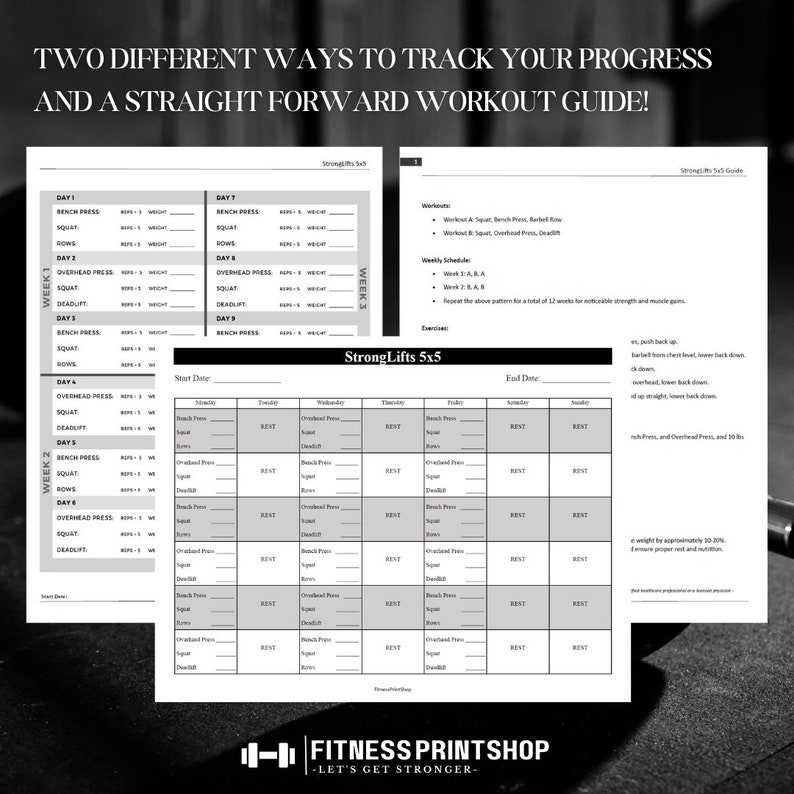 Stronglifts 5x5: Workout Tracker and Guide - Etsy