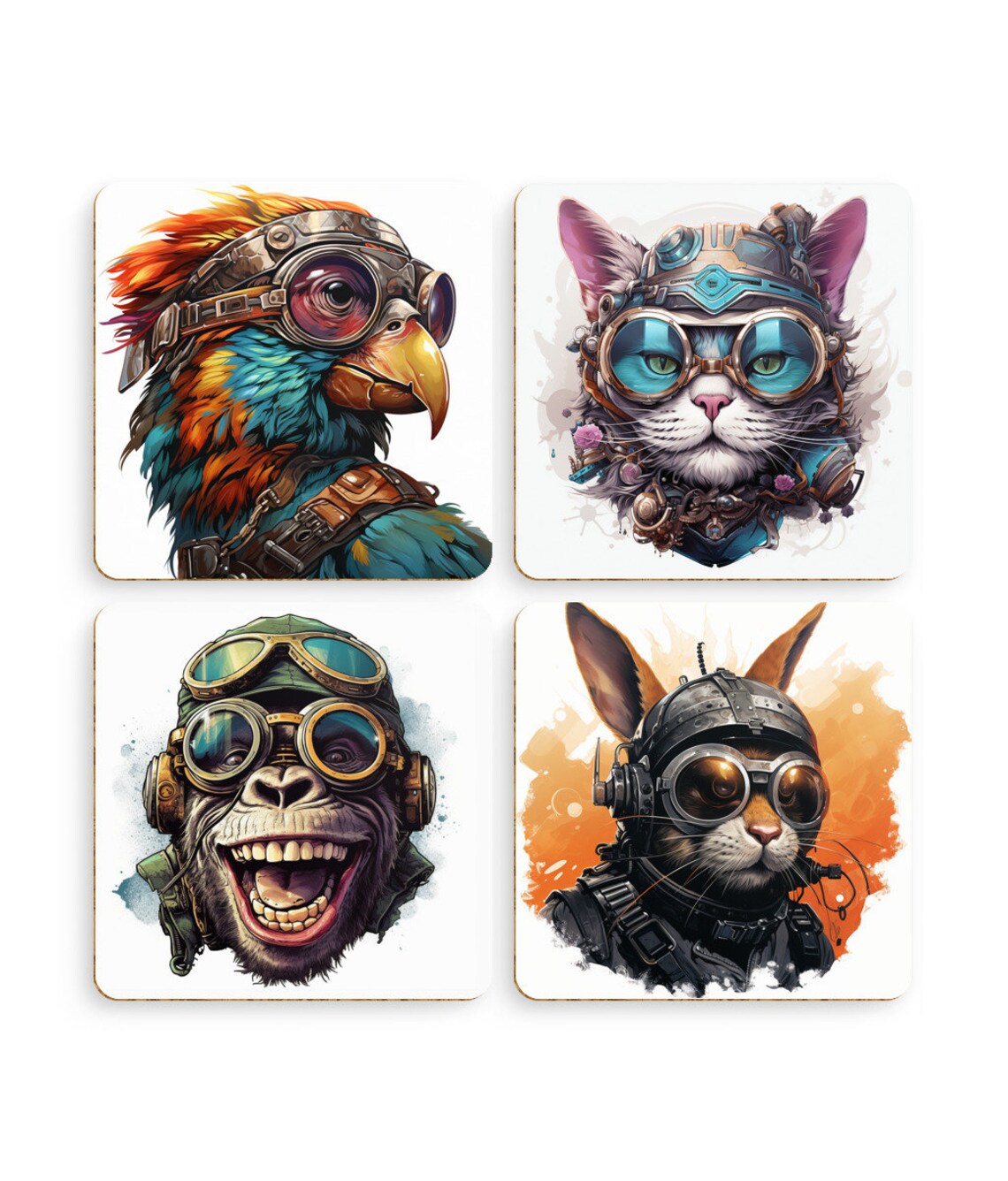 Vintage Animal Steampunk Coasters Eclectic Steampunk Tableware Set - Etsy