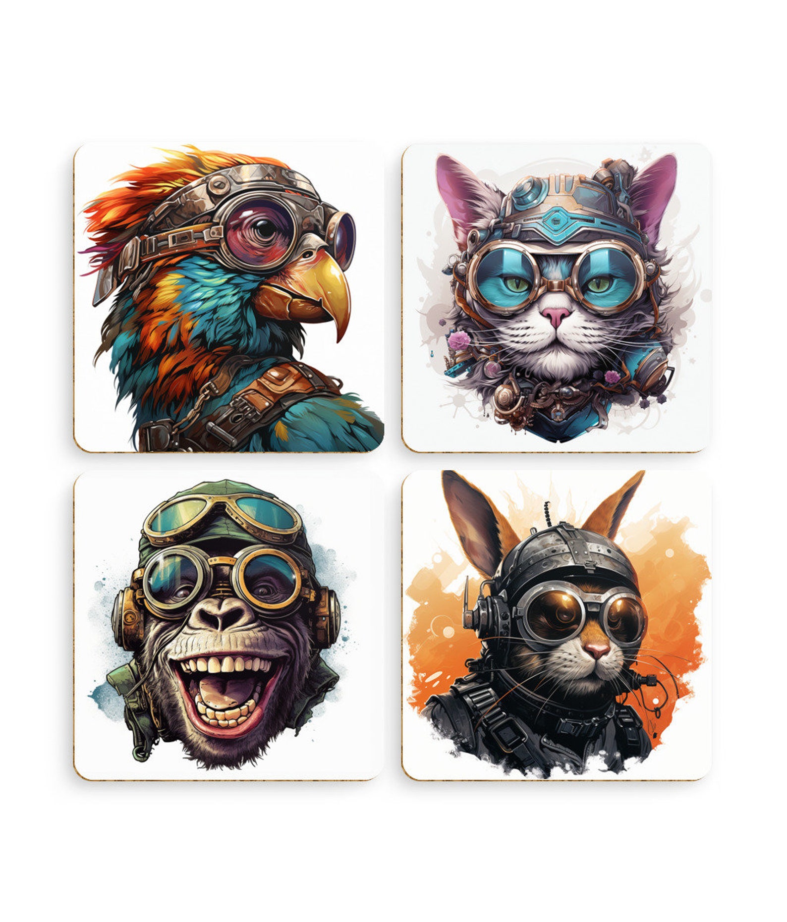 Vintage Animal Steampunk Coasters Eclectic Steampunk Tableware Set - Etsy