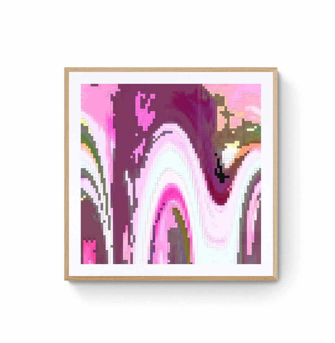Pixel Art Print Wall Art Pixelated Home Decor Digital Download Purple ...