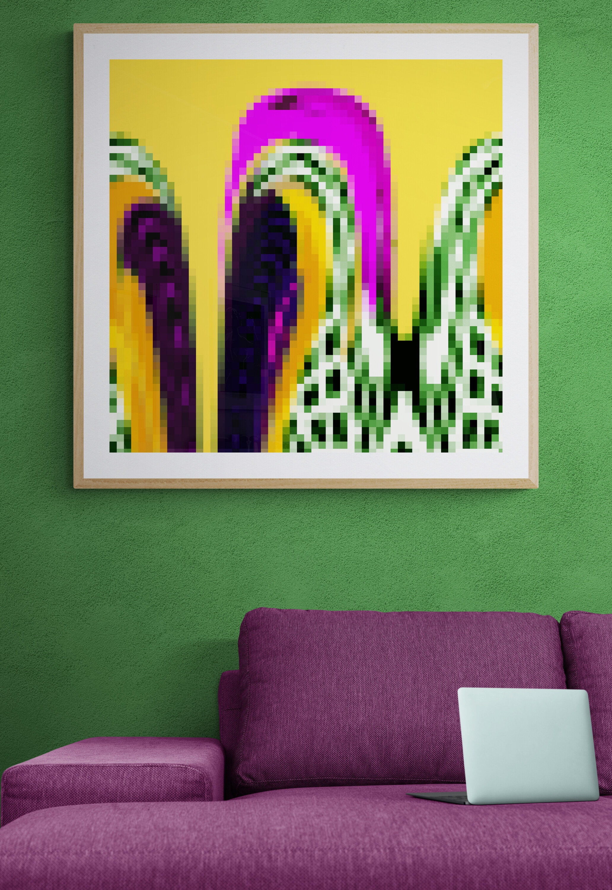 Pixel Art Print Wall Art Pixelated Home Decor Digital Download Yellow ...