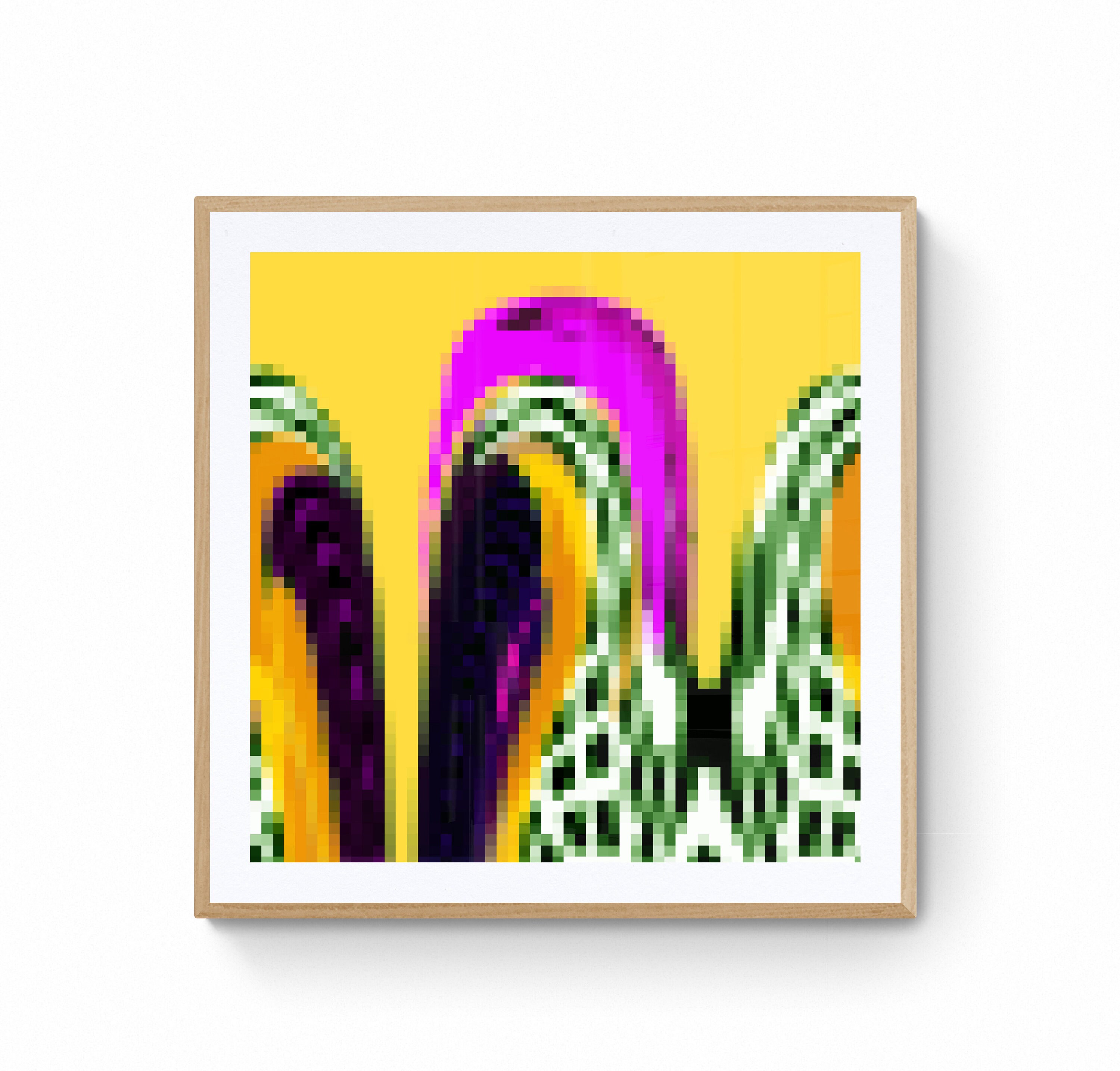 Pixel Art Print Wall Art Pixelated Home Decor Digital Download Yellow ...