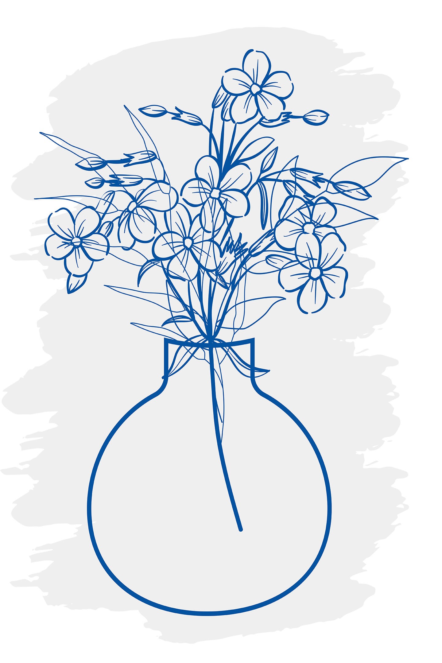 Blue Floral Line Art Botanical Line Art Floral One Line Drawing Flower ...