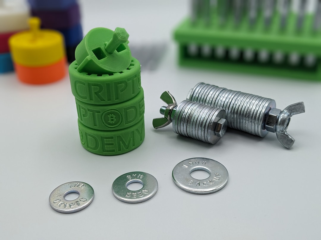 CRIPTODEMY Crypto Seed Backup Jig for Steel Washers: M8 M10 / Hexagonal ...