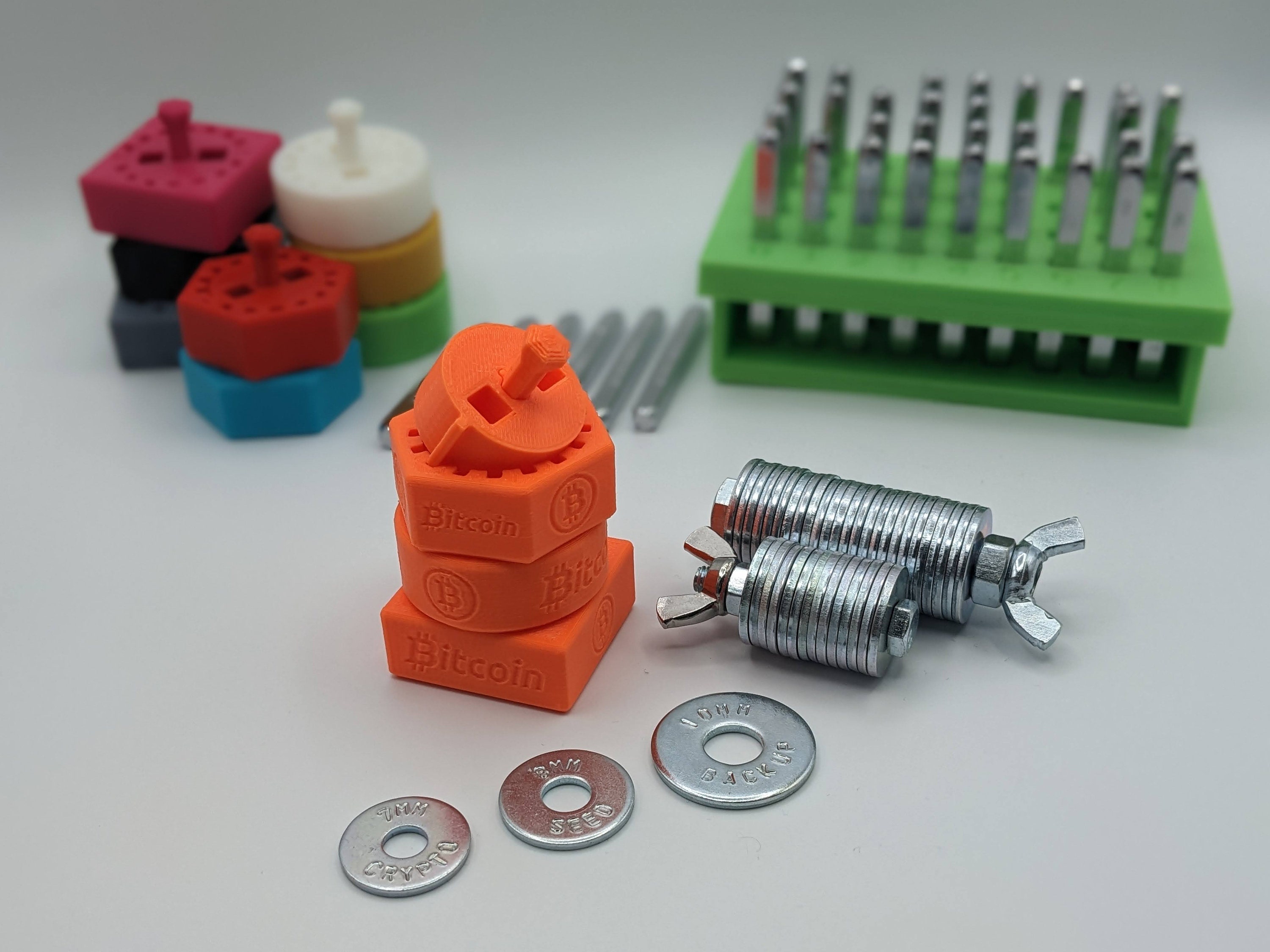 BITCOIN Crypto Seed Backup Jig for Steel Washers / M8 M10 / Hexagonal ...