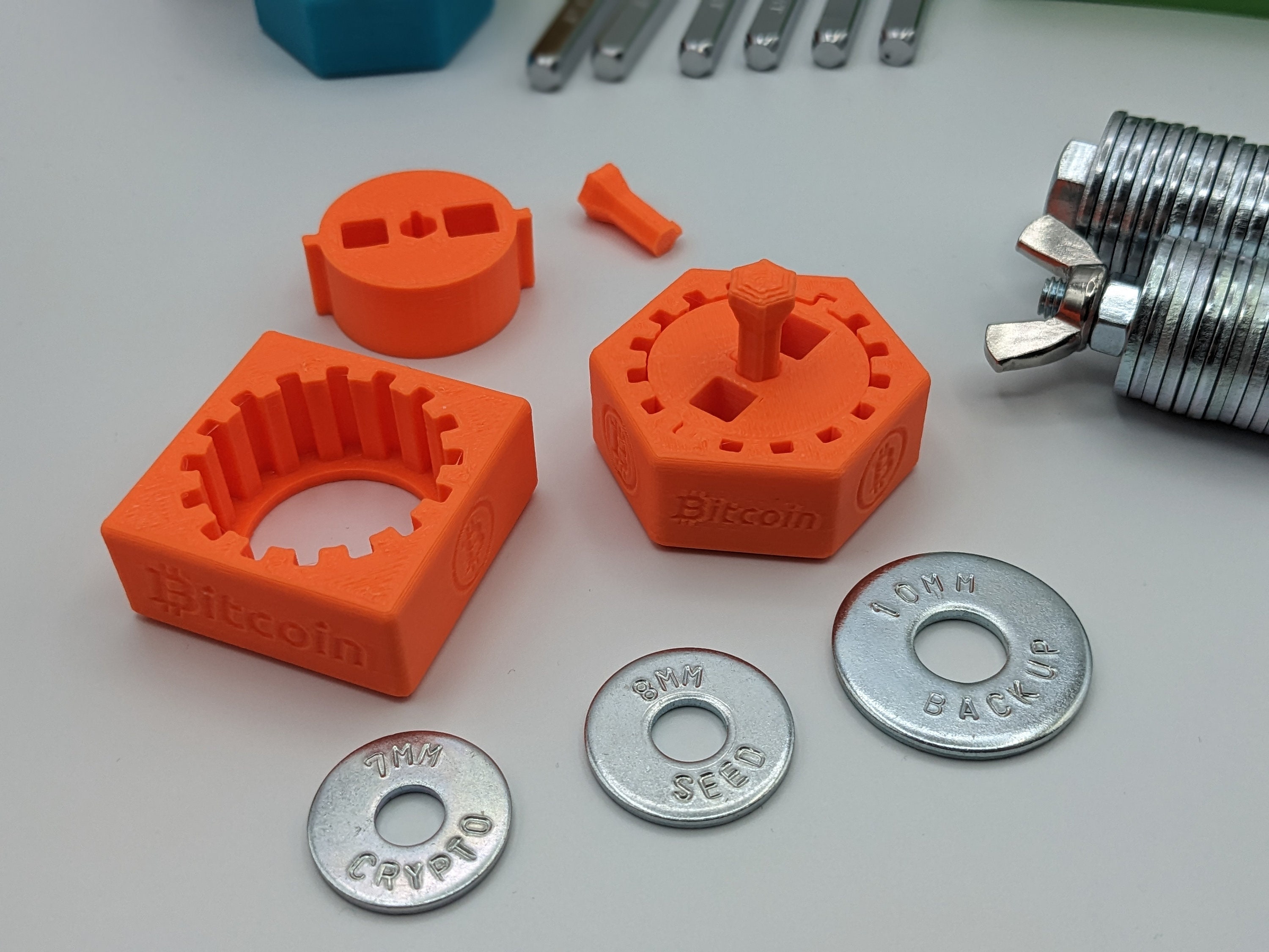 BITCOIN Crypto Seed Backup Jig for Steel Washers / M8 M10 / Hexagonal ...