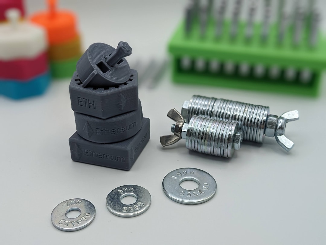 ETHEREUM Crypto Seed Backup Jig for Steel Washers / M8 M10 / Hexagonal ...