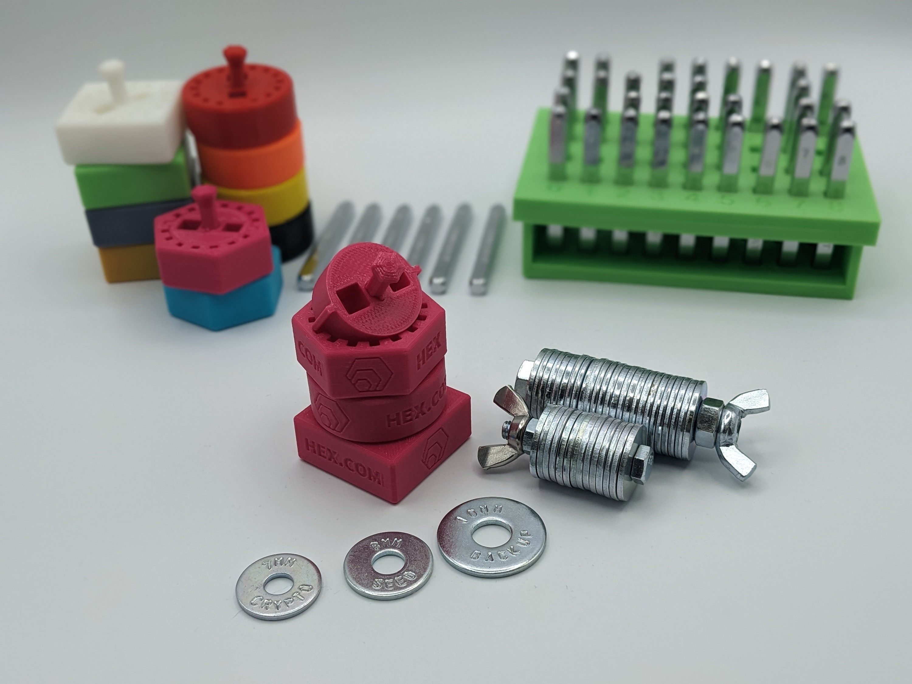 HEX.COM Crypto Seed Backup Jig for Steel Washers / M8 M10 / Hexagonal ...