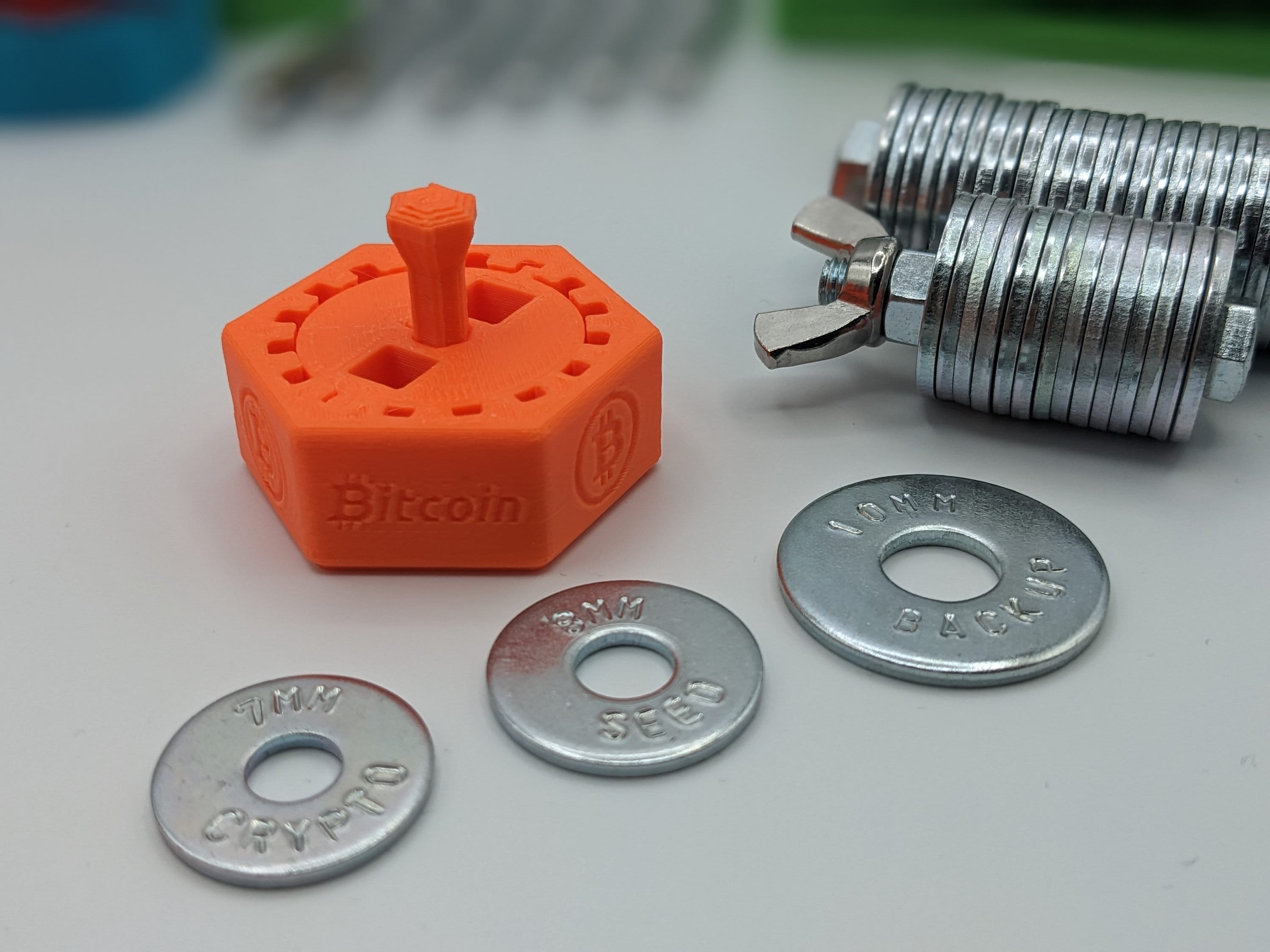 BITCOIN Crypto Seed Backup Jig for Steel Washers / M8 M10 / Hexagonal ...