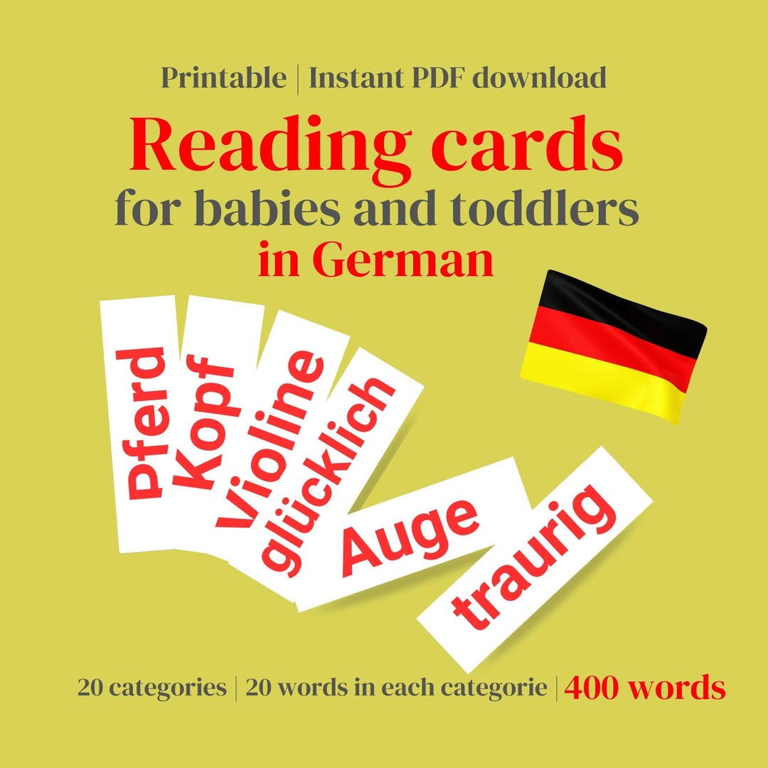 Montessori Reading Cards in German, Reading Flashcards for Babies and ...