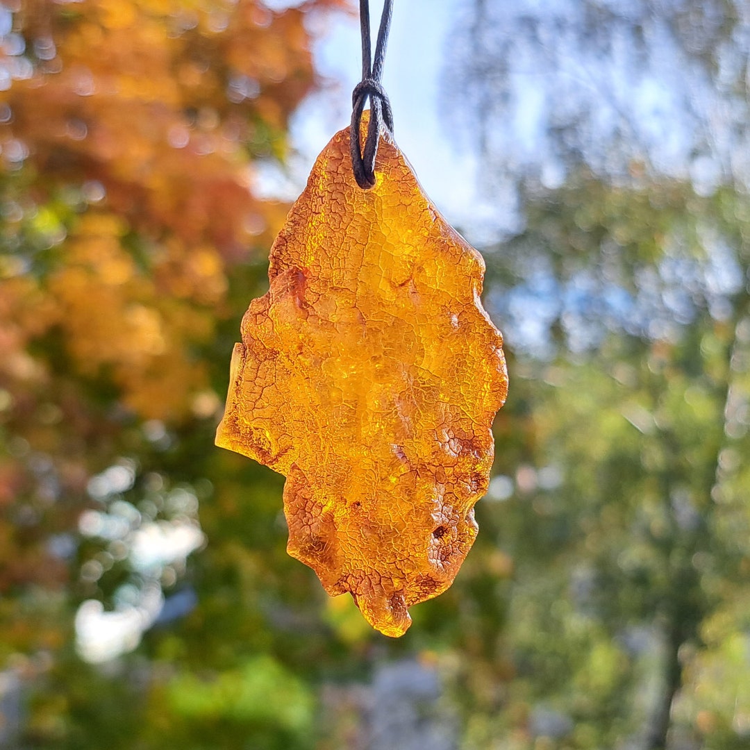 Unpolished Baltic Amber Amulet: Natural Protection Stone, Stress Relief ...