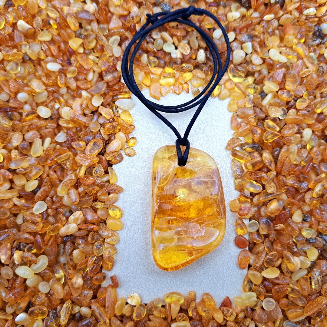 Baltic Amber Worry Stone: Handmade Protection Amulet for Anxiety Relief ...