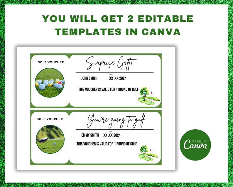 Custom Golf Lesson Ticket for Golf Lovers Printable Gift Voucher ...