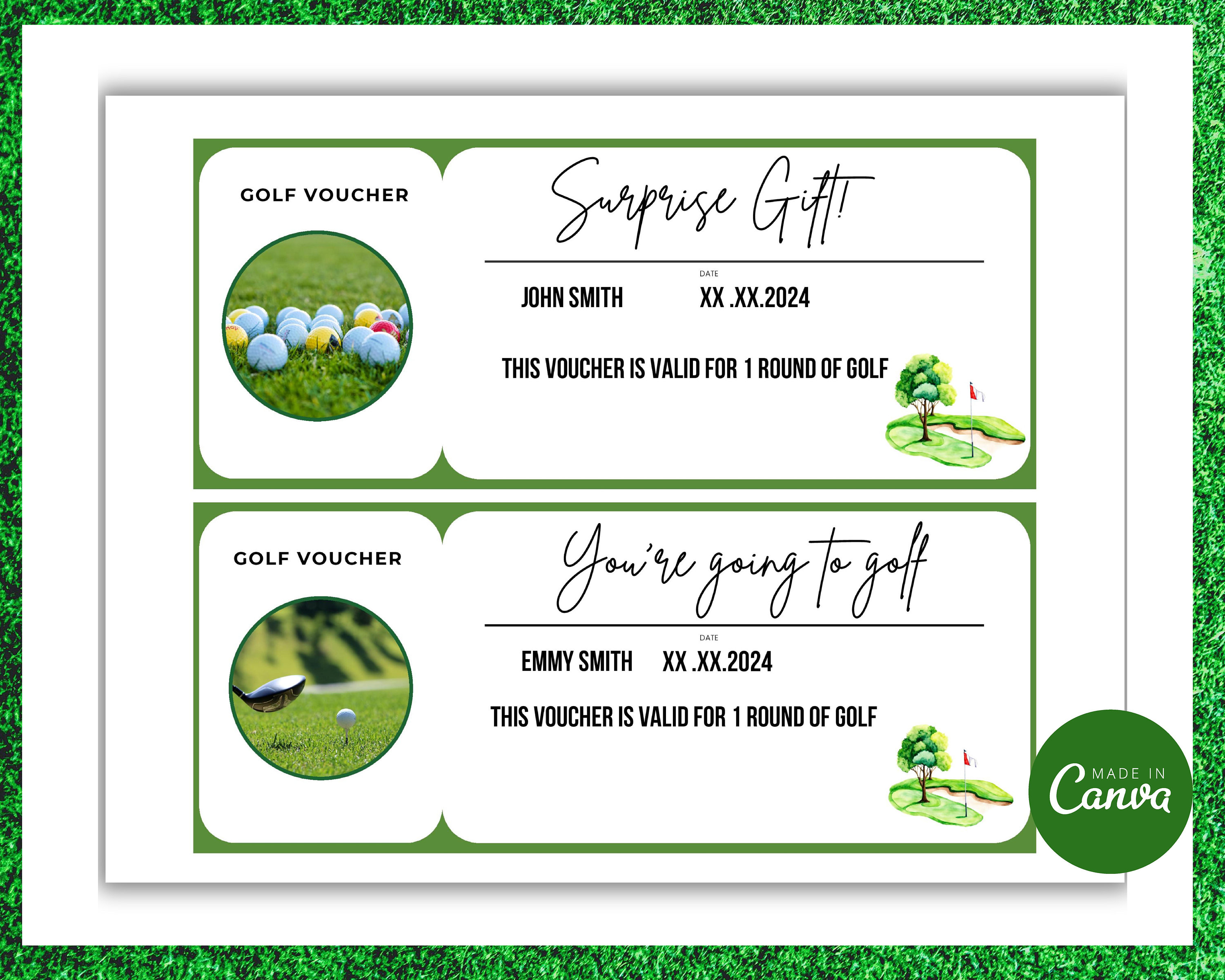 Custom Golf Lesson Ticket for Golf Lovers Printable Gift Voucher ...