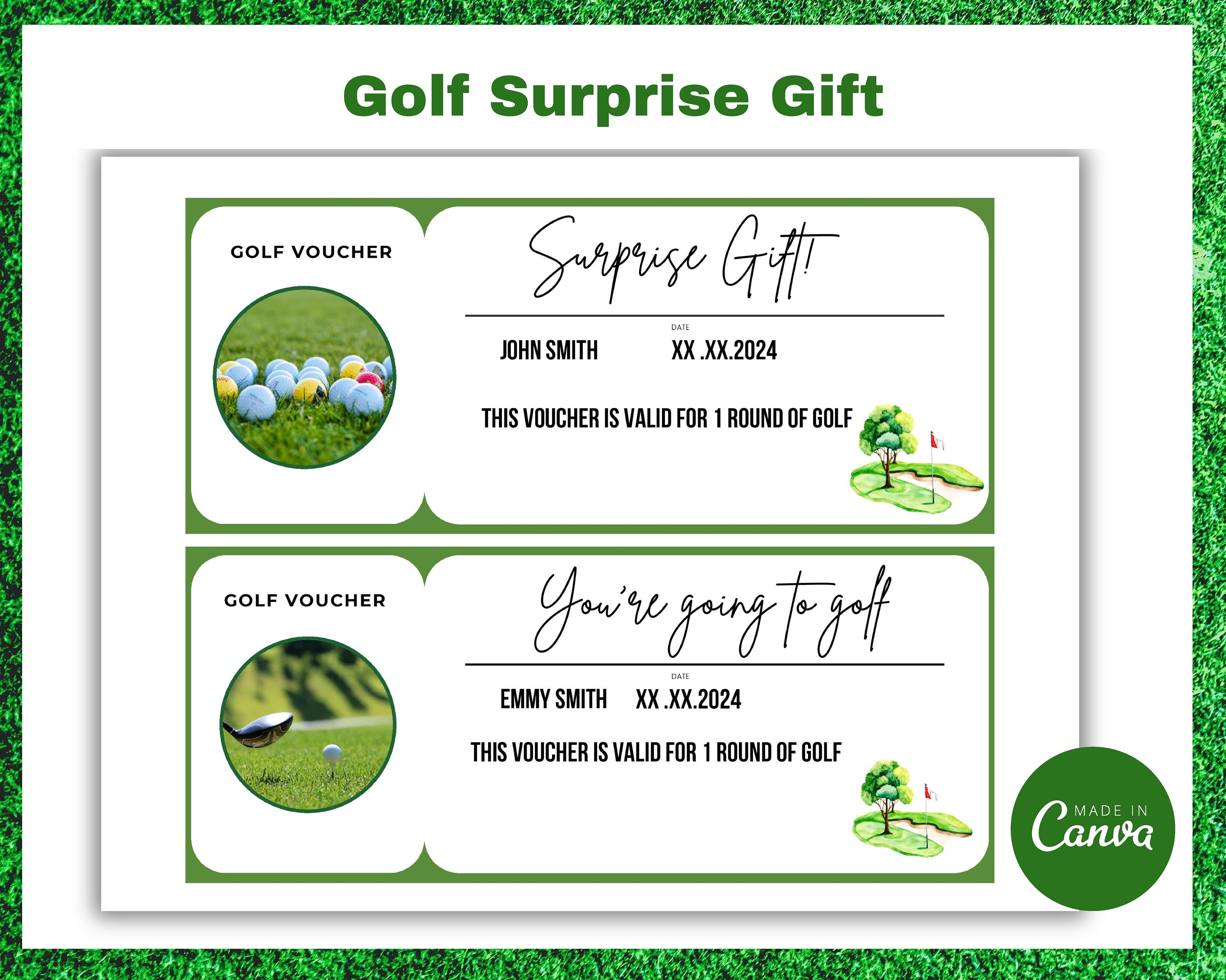 Custom Golf Lesson Ticket for Golf Lovers - Printable Gift Voucher ...