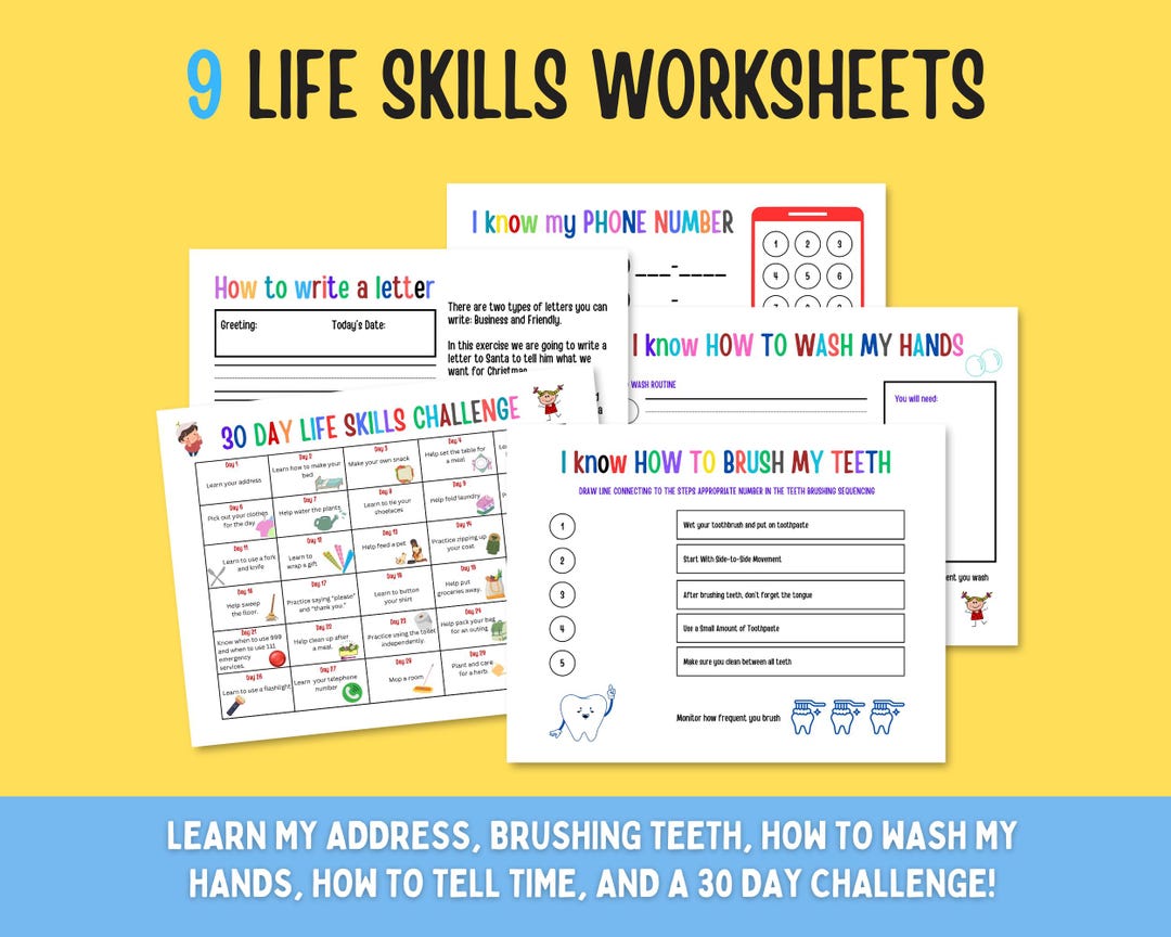 Basic Life Skills Worksheets for Preschoolers, All About Me Bundle ...