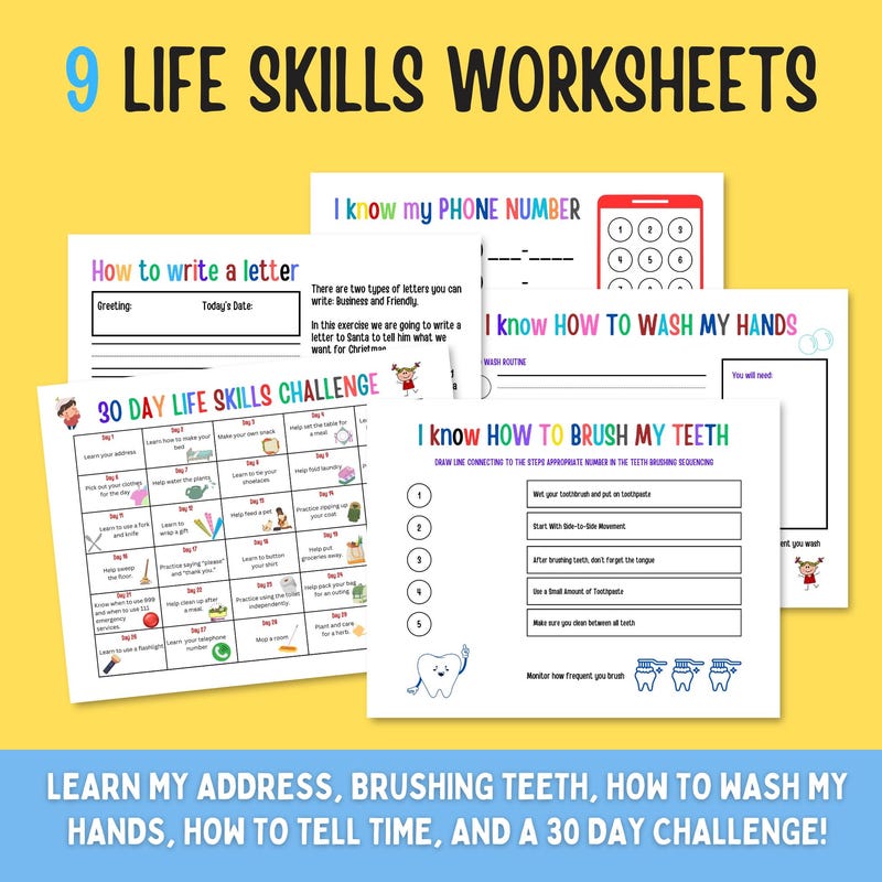 Life Skills Worksheets - Etsy