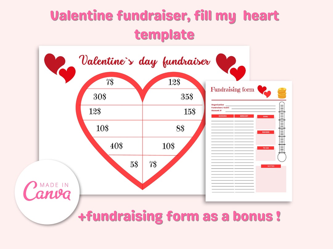 Editable Valentine's Day Fundraiser Template: Heart Design (PDF ...