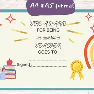 Teacher Appreciation Award Printable | Thank You Gift (digital Download ...