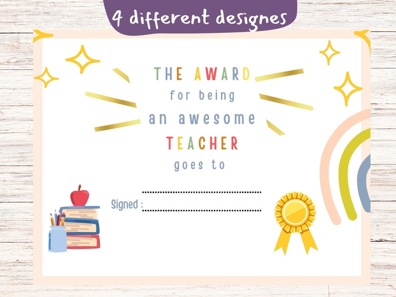 Teacher Appreciation Week Printable Award |an Awesome Teacher Award ...
