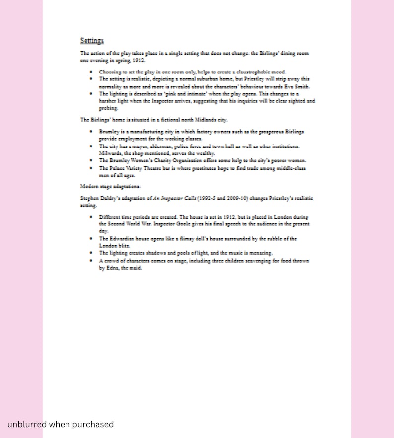 GCSE an Inspector Calls Notes Printable Revision Notes - Etsy UK