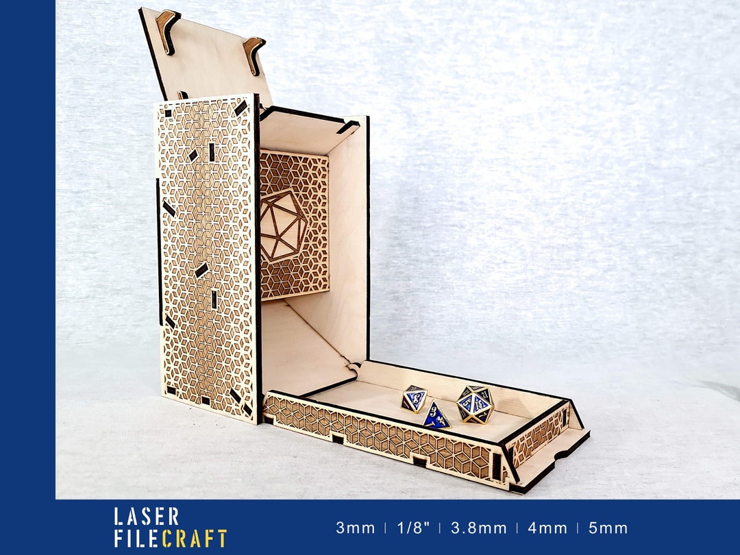 Dice Tower Foldable. 3mm, 1/8in, 3.8mm, 4mm, 5mm. SVG, AI, LBRN2. Laser ...