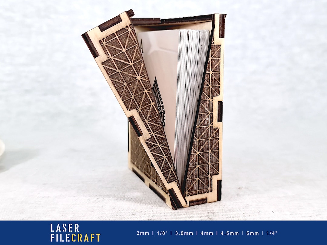 Laser Cut Card Deck Storage Box, Living Hinges, SVG AI LBRN2 (digital ...