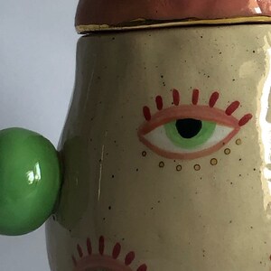 Ceramic Candy Jar, Ceramic Jar With Eye Motif, Eclectic Style Kitchen ...