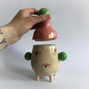 Ceramic Candy Jar, Ceramic Jar With Eye Motif, Eclectic Style Kitchen ...