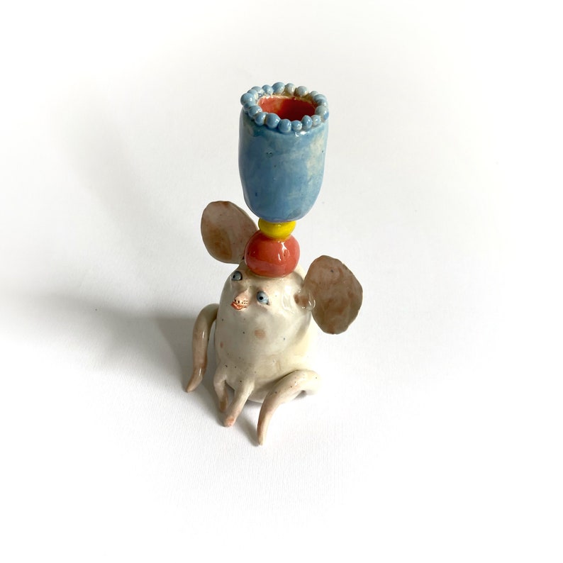 Decorative Candlestick Holder, Ceramic White Mouse, Table Decor ...