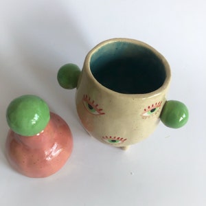 Ceramic Candy Jar, Ceramic Jar With Eye Motif, Eclectic Style Kitchen ...