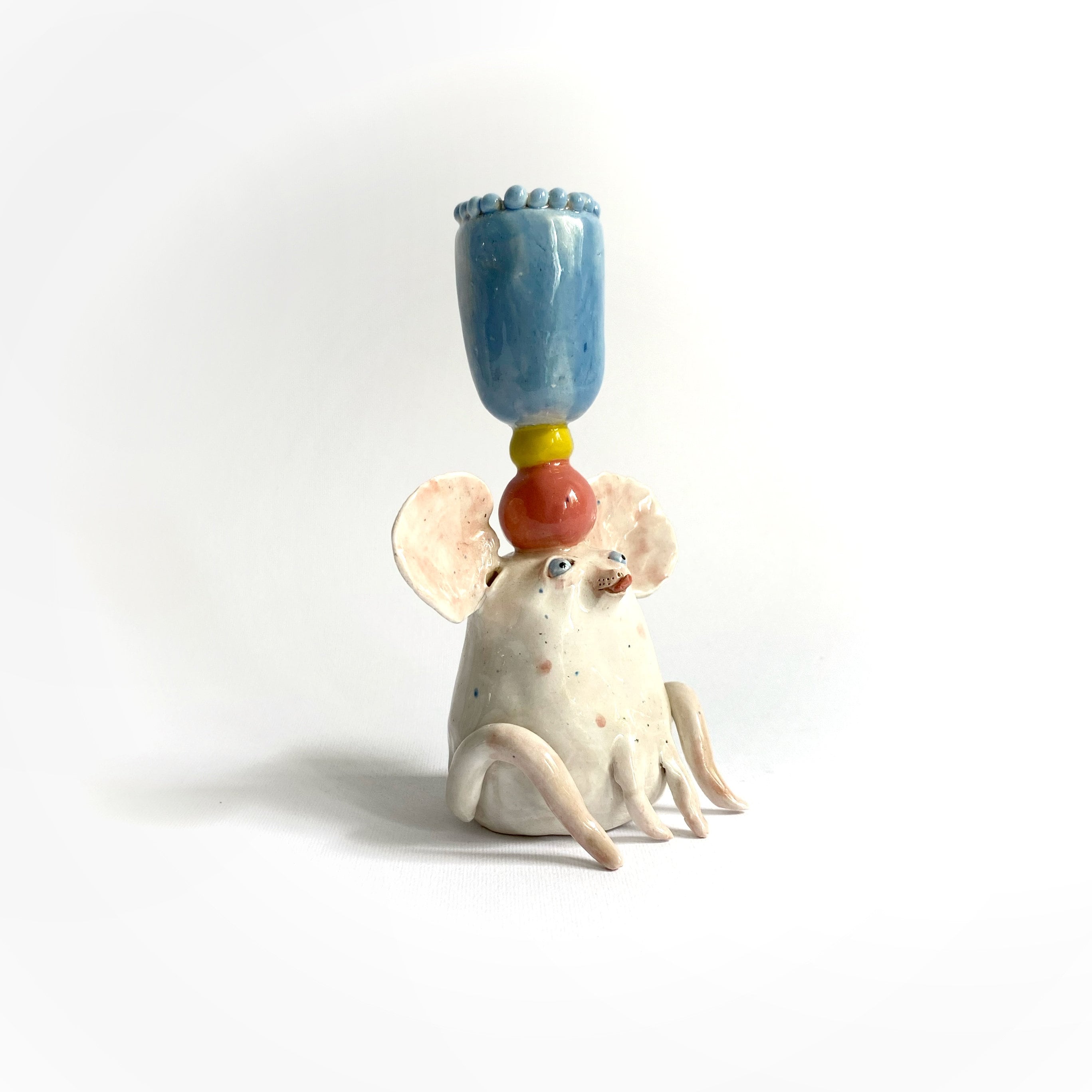 Decorative Candlestick Holder, Ceramic White Mouse, Table Decor ...