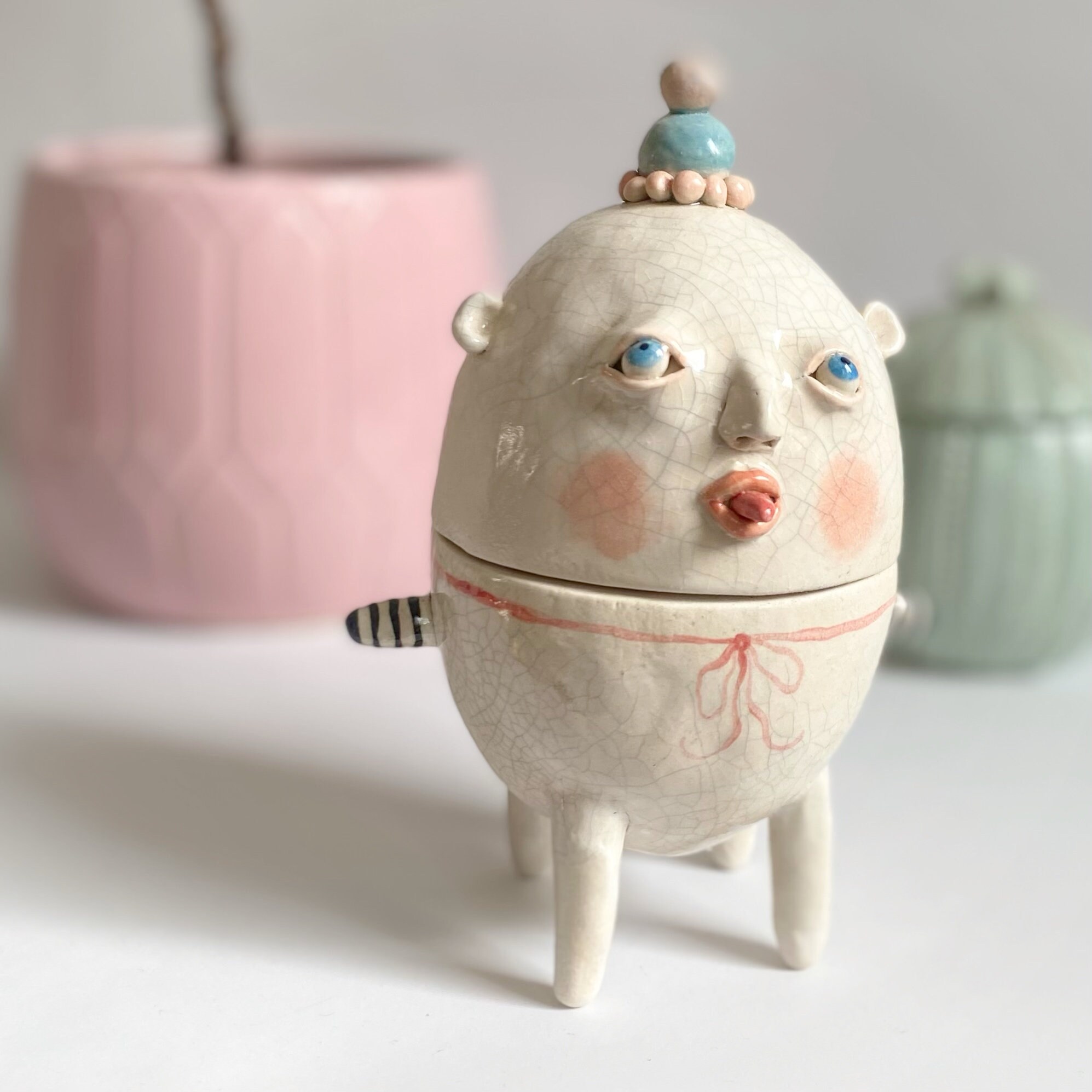 Ceramic Jewelry Box, Ceramic Egg, Vintage Style Decor, Office Desk ...