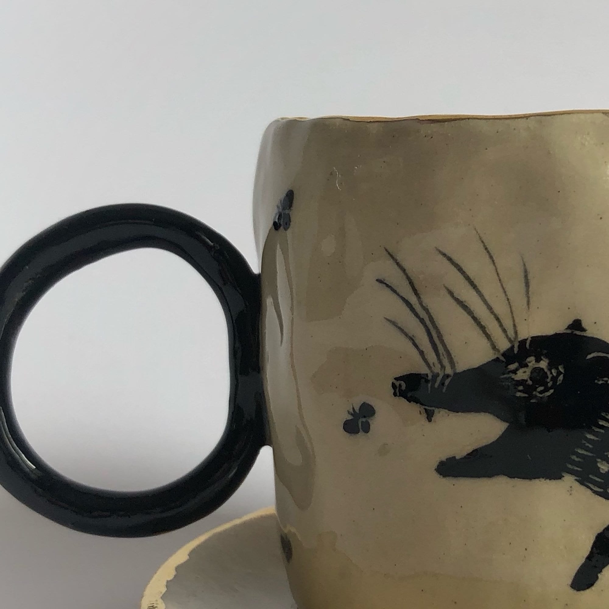 Possum Lover Mug, Possum Lover Cup, Handmade Coffee Cup, Black and Gold ...