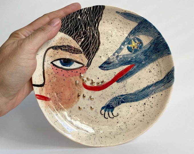 Decorative Ceramic Plate, Hand Painted Plate, Wolf Lover Gift ...
