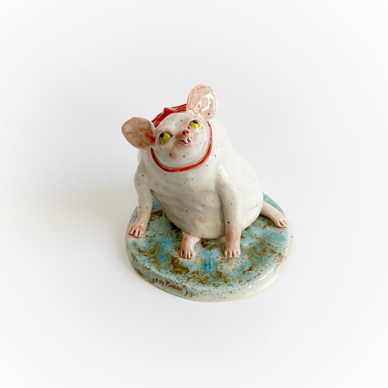 Ceramic Mouse Sculpture, White Mouse Figurine, Mouse Lover Gift, Mouse ...
