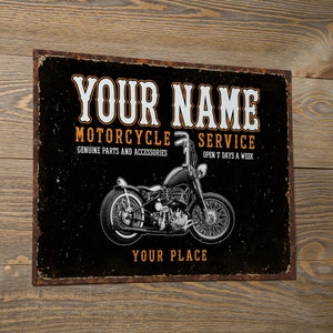Custom Motorcycle Sign, Personalized Printed Tin Wall Art, Chopper ...