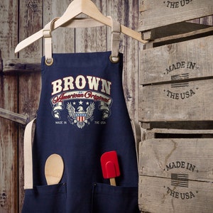 Custom American Original Work Apron, Personalized Printed Canvas Apron ...