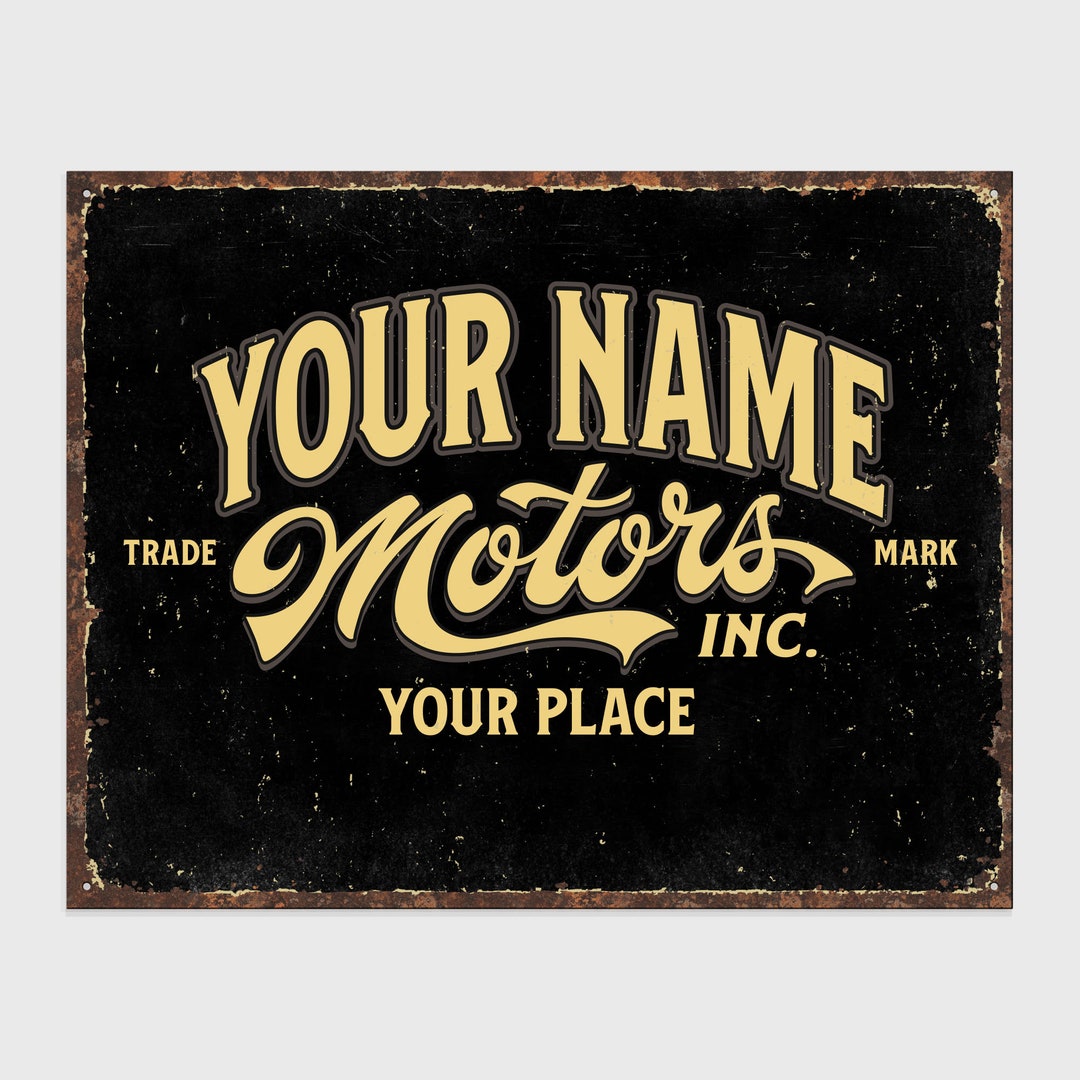 Custom Motors Inc Sign, Personalized Printed Tin Wall Art, for Dad ...