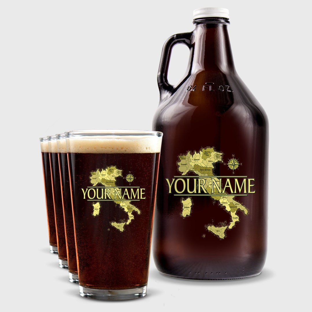 Custom Italian Heritage Growler Pint Set, Personalized Color-printed ...