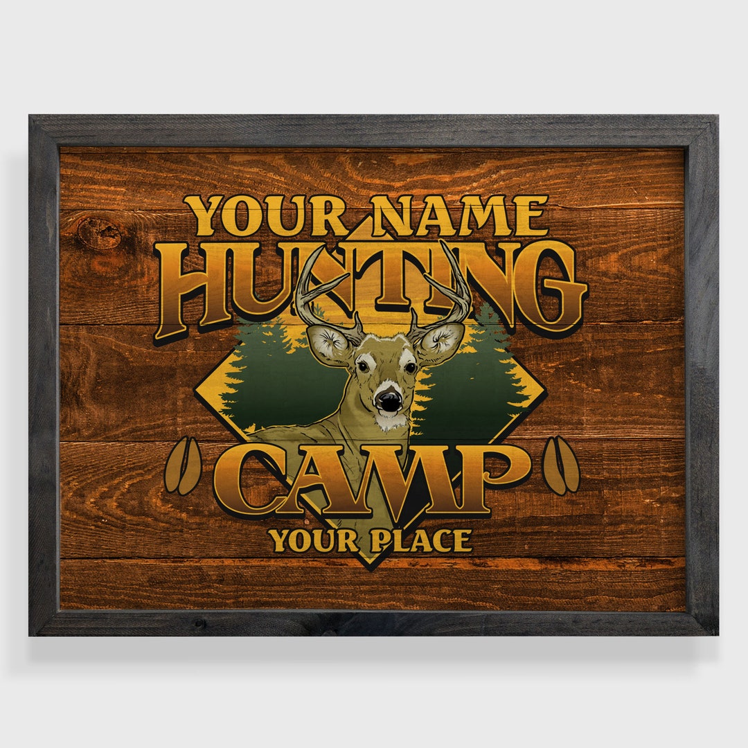 Custom Deer Hunting Camp Wall Art, Personalized Printed Wooden Framed ...