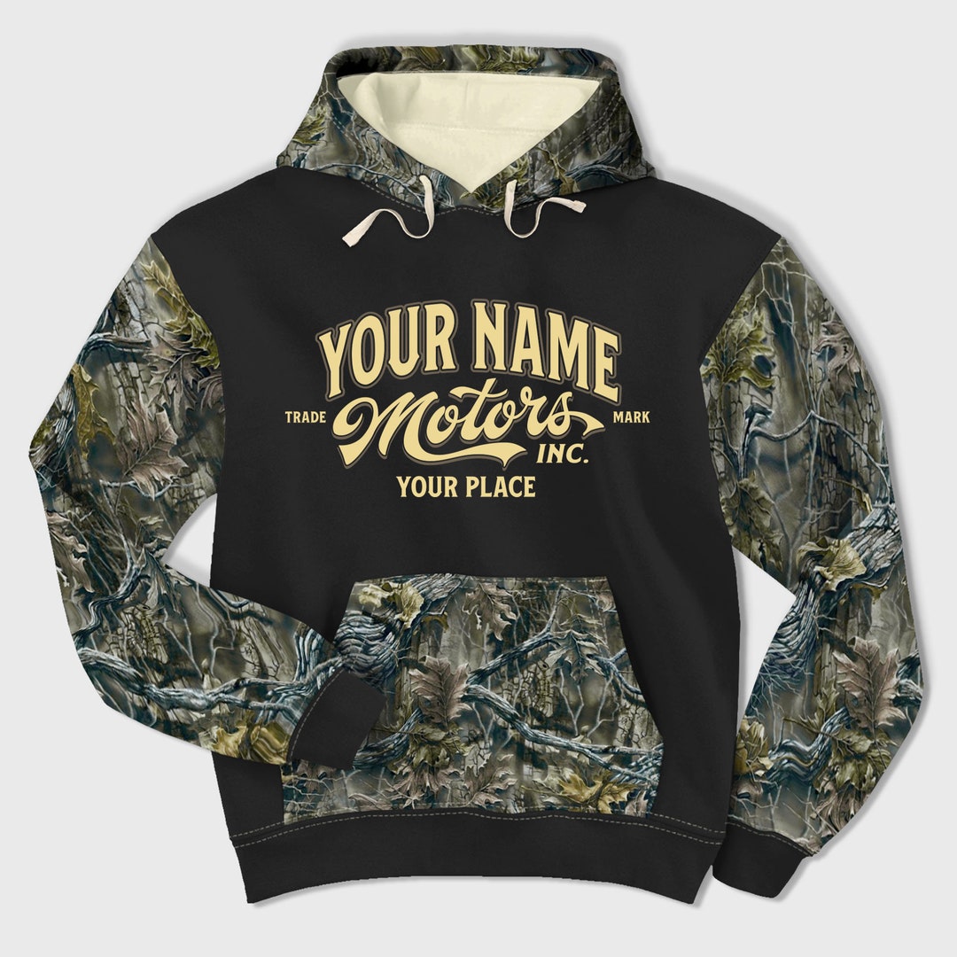 Custom Motors Inc 2-tone Camo Hoodie, Printed Hooded Sweatshirt, Dad ...