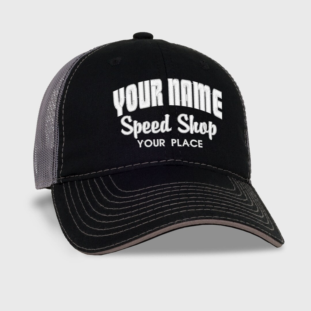 Custom Speed Shop Trucker Hat, Personalized Embroidered Ballcap, Garage ...