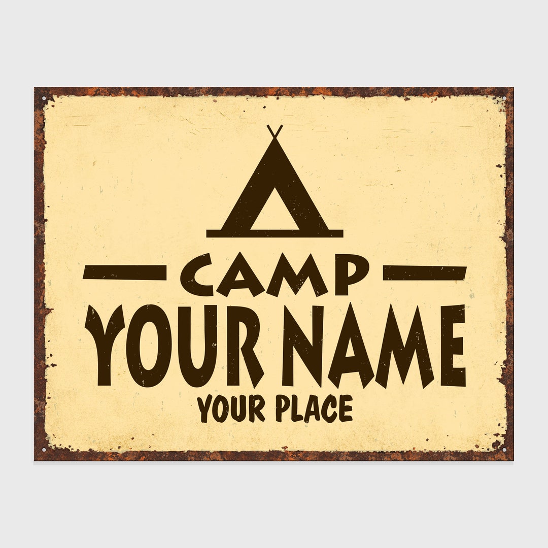 Custom Camp Tin Sign, Personalized Printed Tin Sign, Campsite ...