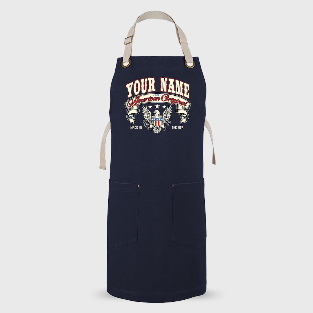 Custom American Original Work Apron, Personalized Printed Canvas Apron ...
