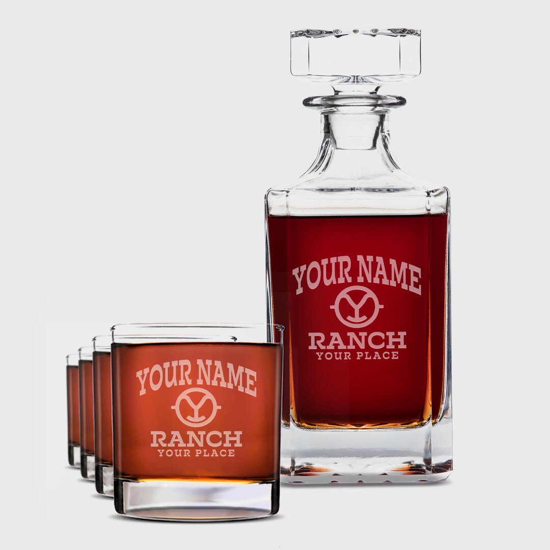 Custom Ranch Gift Set, Personalized Engraved 750 Ml Decanter 11 Oz ...