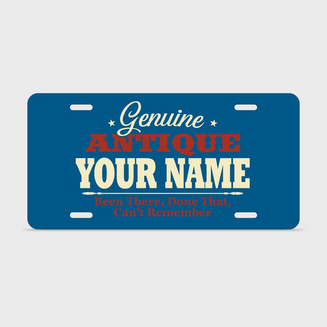 Custom Genuine Antique License Plate, Personalized Printed Auto Decor ...